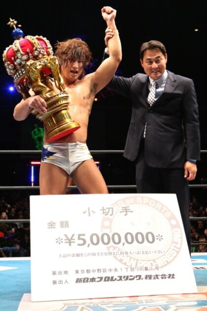 NJC初Vの飯伏が一夜明け会見 IWGPヘビー挑戦に「必ず勝つ」 - スポーツナビ