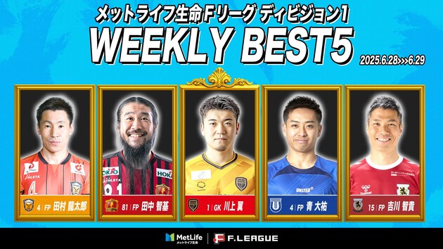 川上翼（ボルクバレット北九州）が週間MVPに！第5節｜2025年6月28日〜6月29日 週間ベスト5【メットライフ生命Fリーグ2025-26 ディビジョン1】 - スポーツナビ