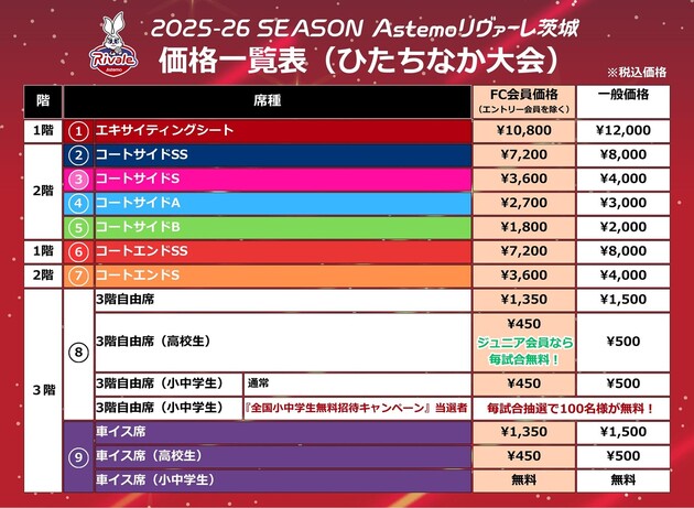 【バレー/Astemoリヴァーレ茨城】2025-26 ホームゲームのチケット概要が決定しました! - スポーツナビ